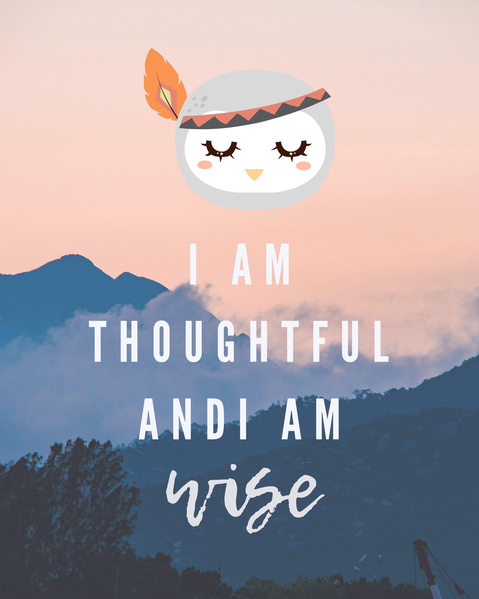 Woodland Animal Affirmation Poster Set: Hedgehog, Owl, Deer, Fox - Etsy