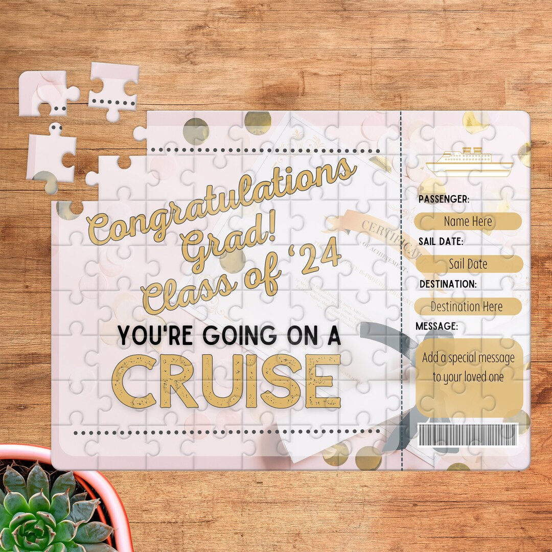 Graduation Cruise Reveal Puzzle, Personalized Gift for Grad , Unique ...