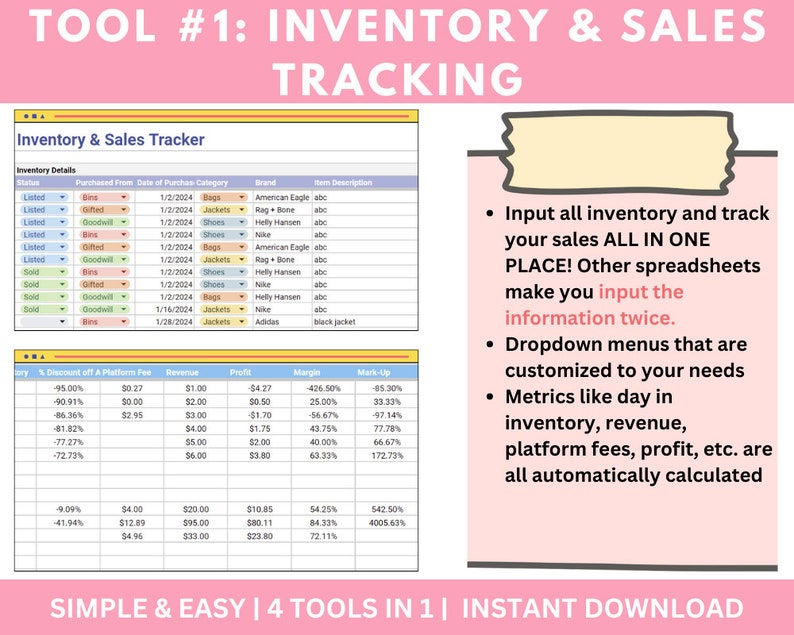 Reseller Inventory and Sales Spreadsheet Business Tracker for Google ...