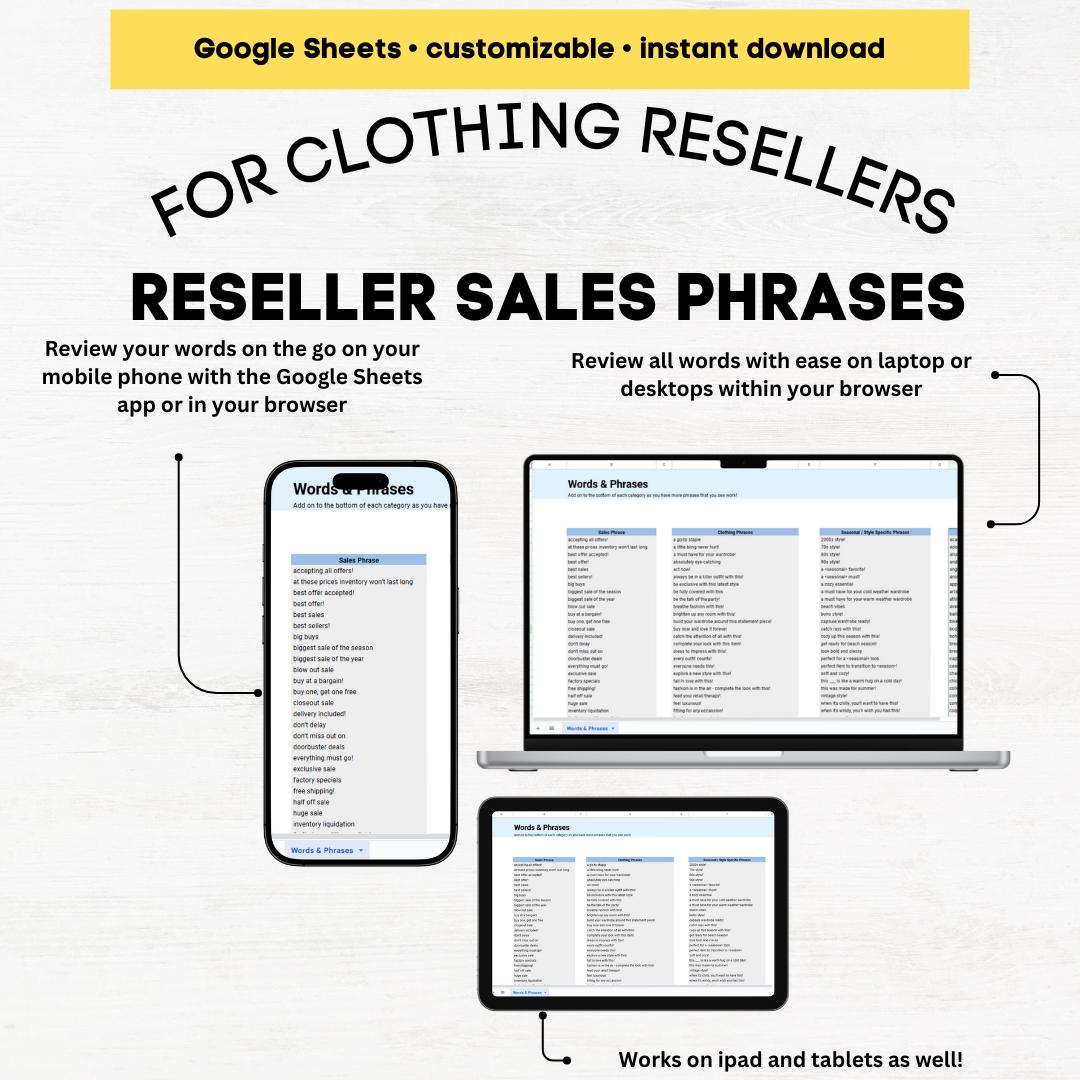 250+ Reseller Sales Phrases, Clothing Resellers, Clothing Reseller ...