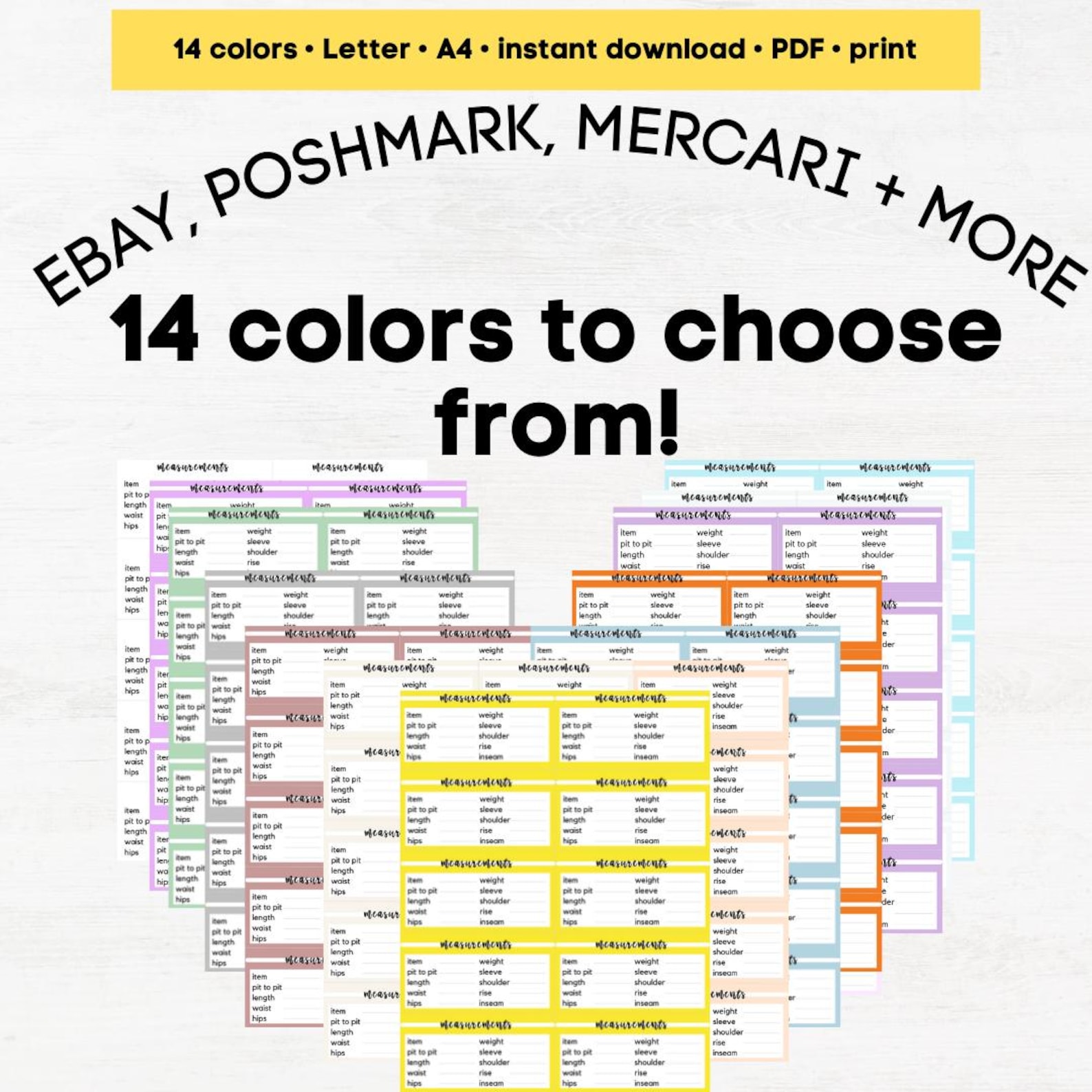 Clothing Reseller Measurements Sheet Form, Clothing Measurement ...