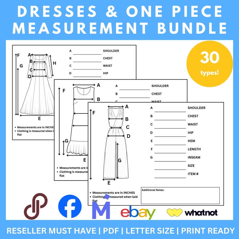 30 Dress Types Measurement Tool, Dress Measurement Guide, Dress ...
