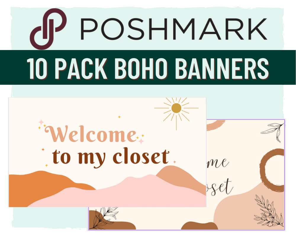 Poshmark Boho Banner 10 Pack Welcome to My Closet Instant Digital ...