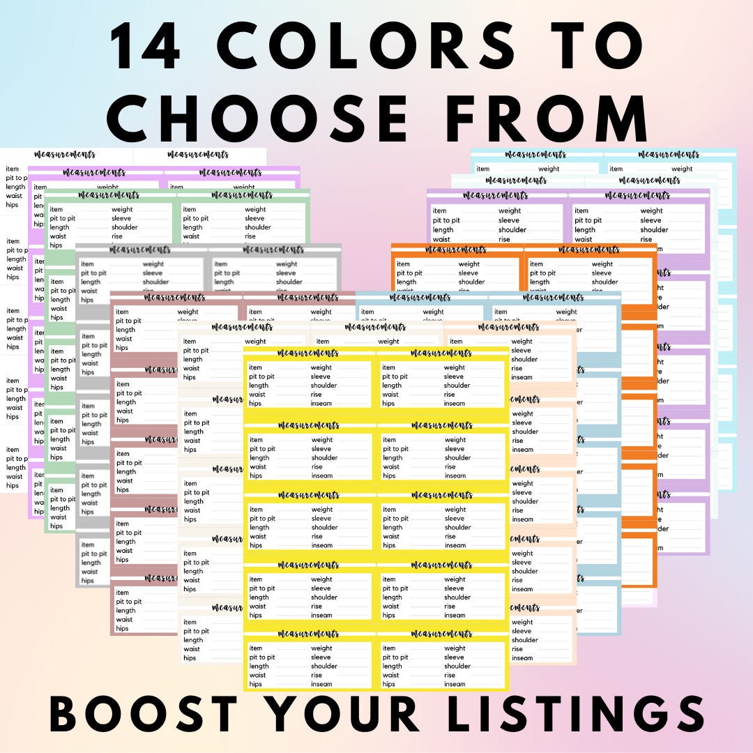 Clothing Reseller Measurements Sheet Form Poshmark Depop Ebay Mercari ...