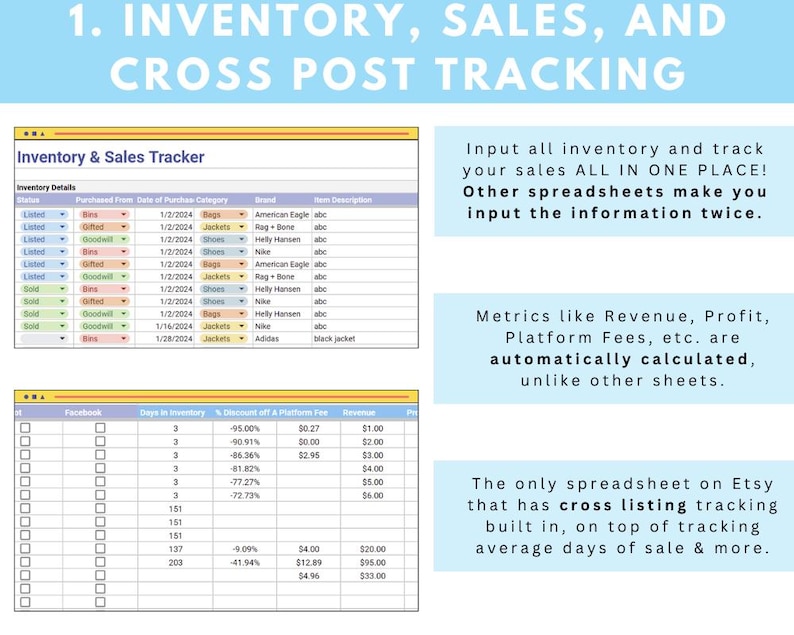 Reseller Inventory and Sales Spreadsheet Business Tracker for Google ...
