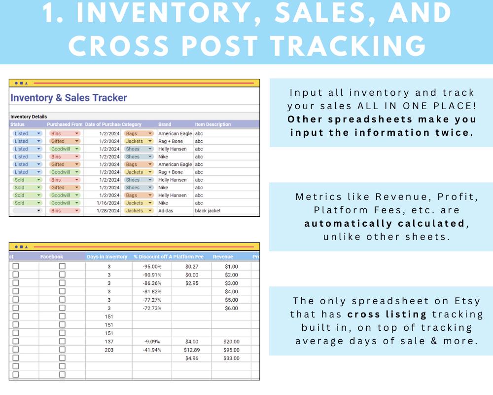 Reseller Inventory and Sales Spreadsheet Business Tracker for Google ...