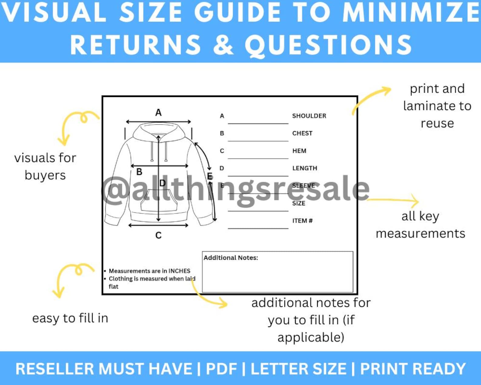 17 Tops Measurement Tool, Clothing Measurement Template, Clothing ...