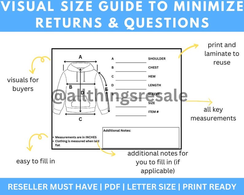 17 Tops Measurement Tool, Clothing Measurement Template, Clothing ...