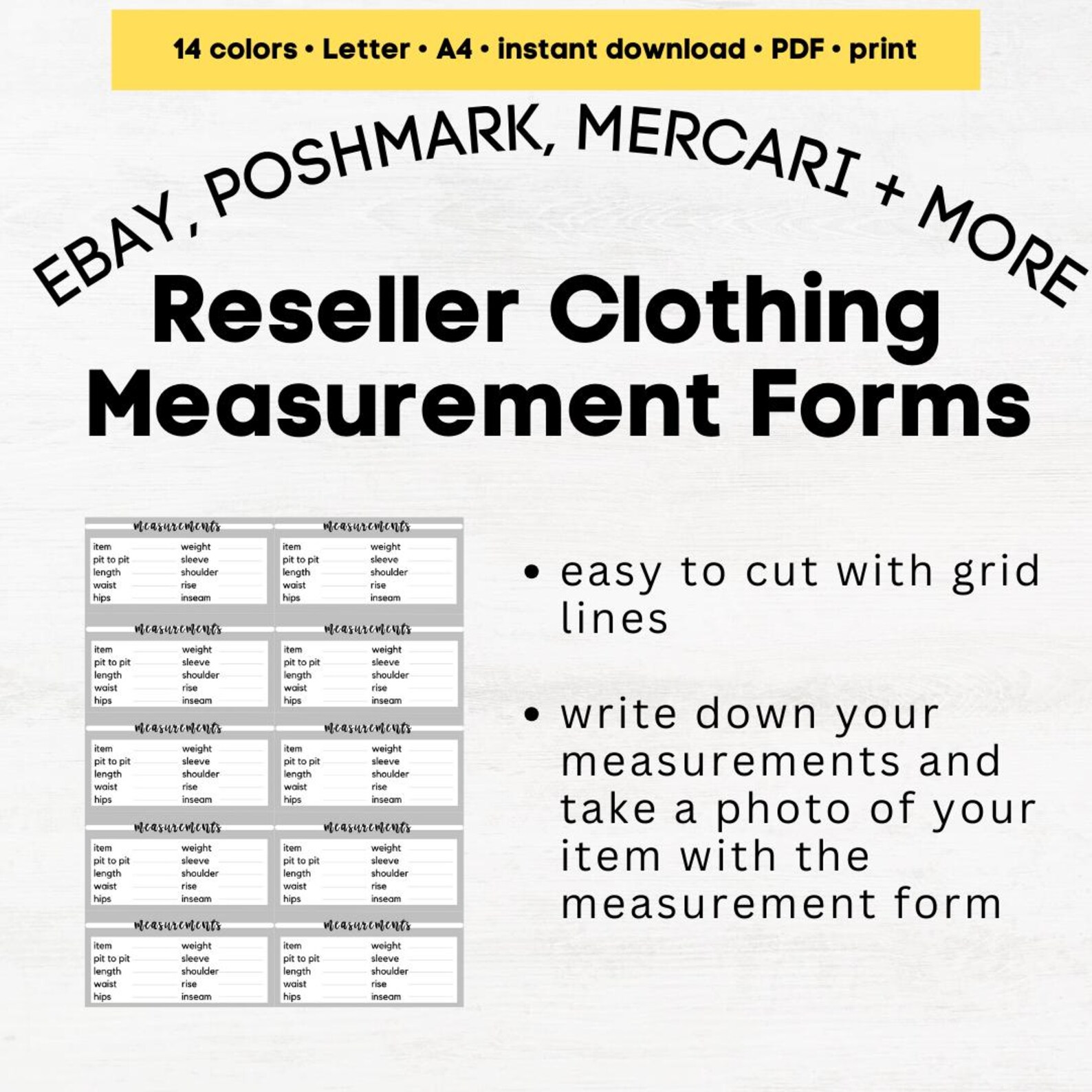 Clothing Reseller Measurements Sheet Form, Clothing Measurement ...