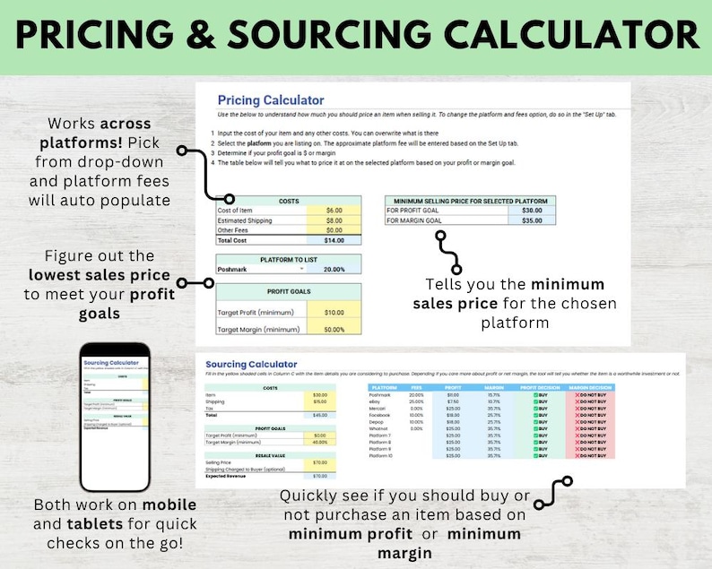 Reseller Spreadsheet, Spreadsheet for Resellers, Inventory Reselling ...