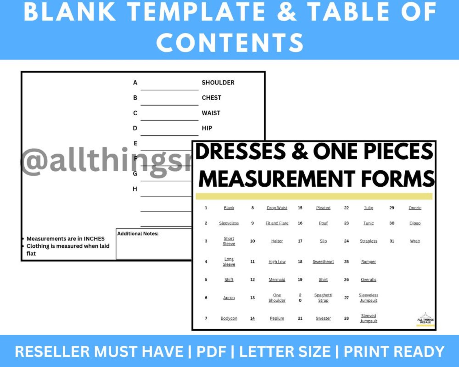 30 Dress Types Measurement Tool, Dress Measurement Guide, Dress ...