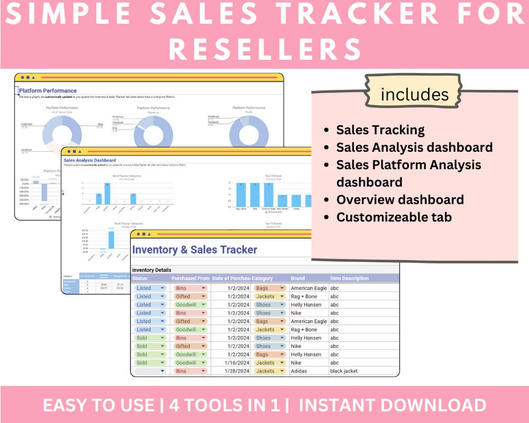 Reseller Inventory and Sales Spreadsheet Business Tracker for Google ...