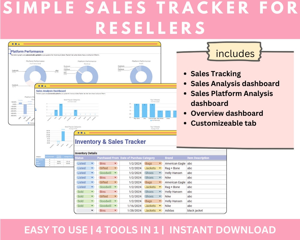 Reseller Inventory and Sales Spreadsheet Business Tracker for Google ...