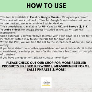 2026 Reseller Spreadsheet, Spreadsheet for Resellers, Inventory ...