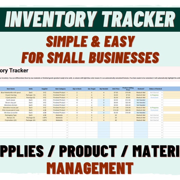 Inventory Spreadsheet - Etsy