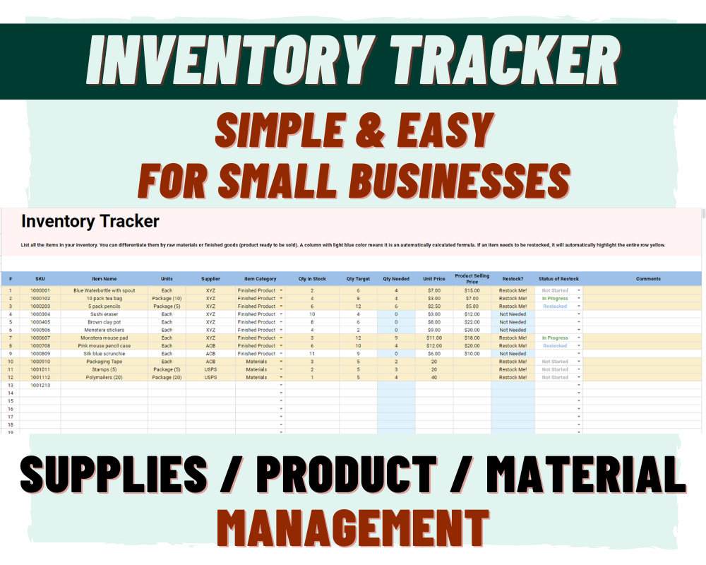 Simple Inventory Tracking System for Small Business Spreadsheet Google ...