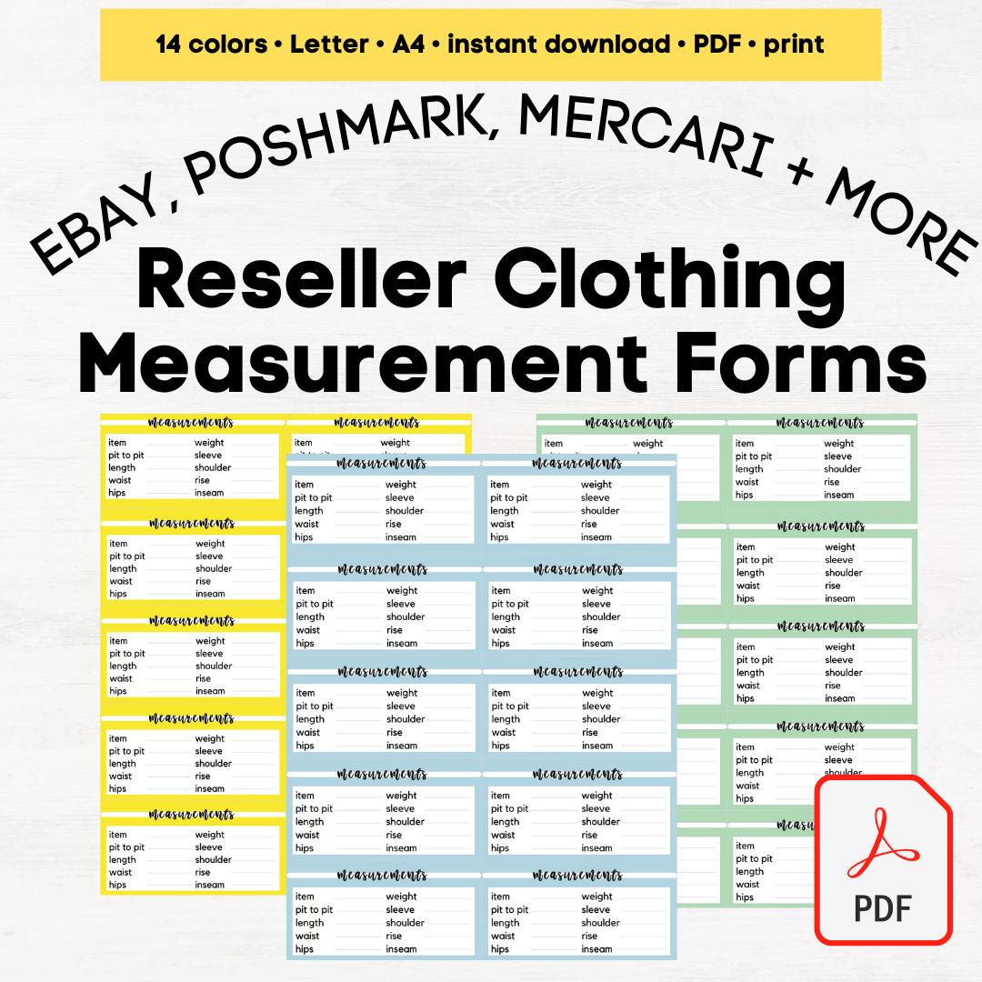 Clothing Reseller Measurements Sheet Form, Clothing Measurement ...