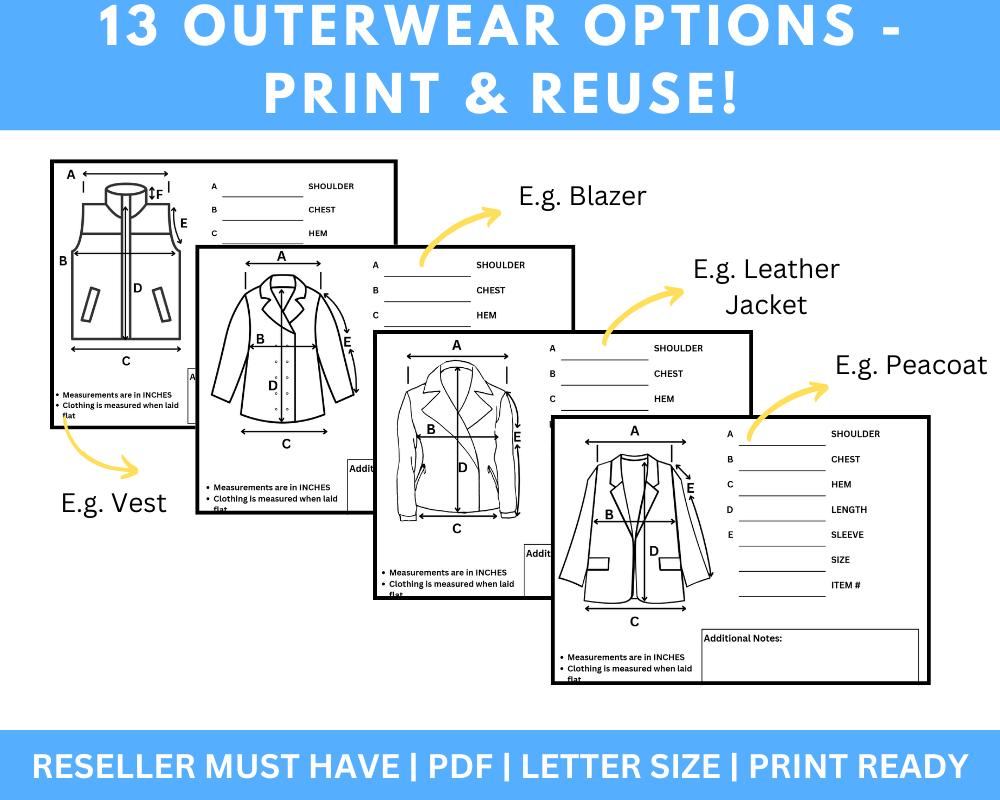13 Jackets Measurement Tool, Coat Measurement Guide, Jacket Measurement ...