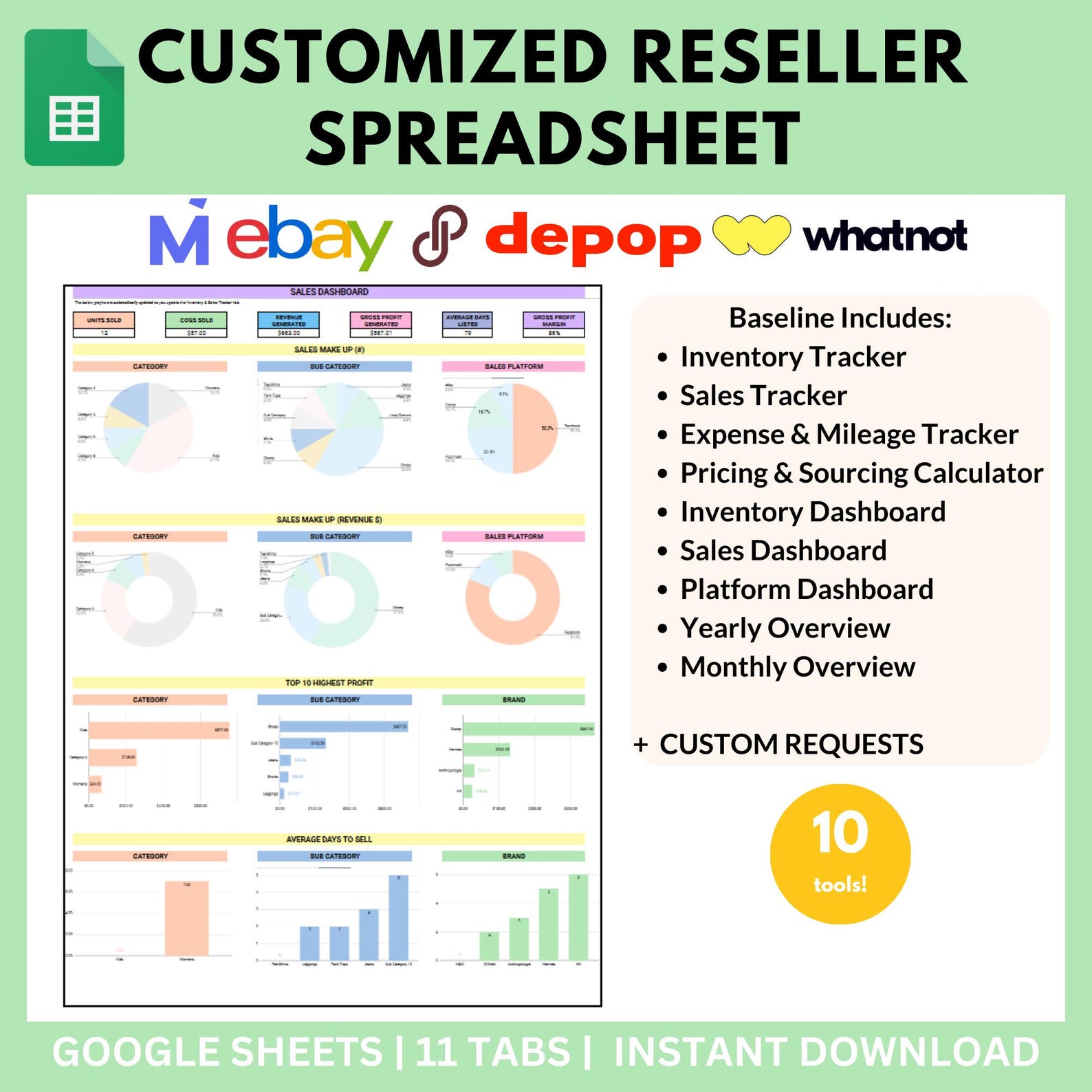 Customized Reseller Spreadsheet Reseller Tool Reseller Template Profit ...
