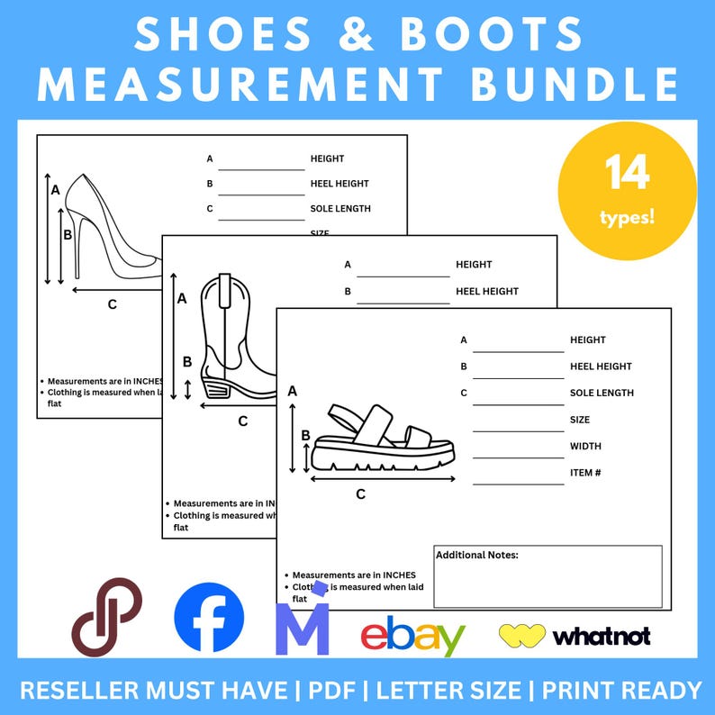 14 Shoes Boots Footwear Measurement Guide, Shoe Measurement Tool, Shoe ...