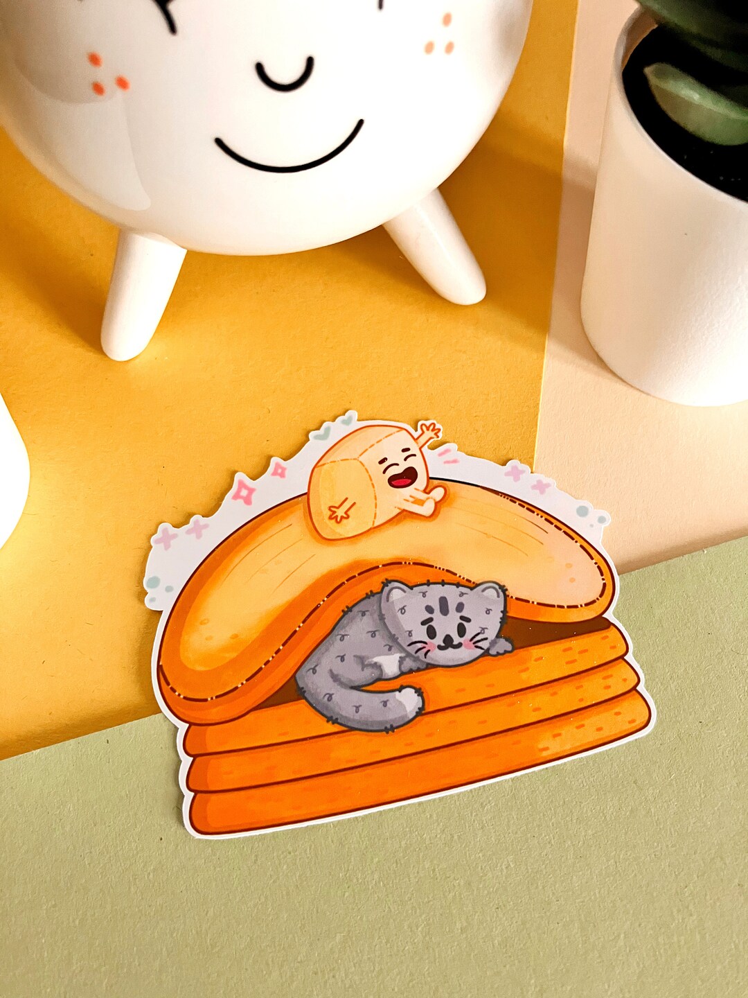 Vinyl Pancake Decal, Decal Sticker, Kawaii Cat Sticker, Cute Vinyl ...