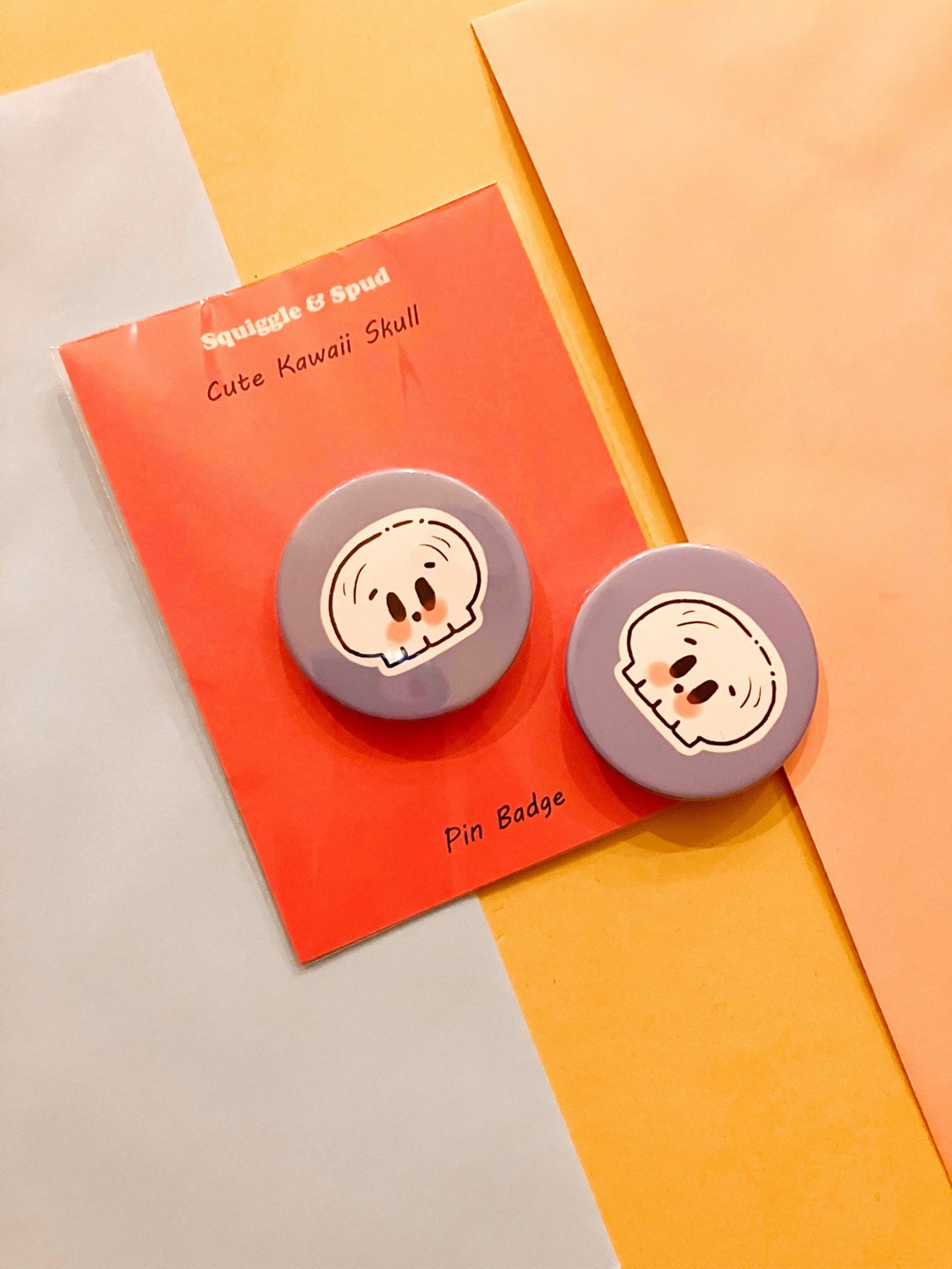 Button Badge, Kawaii Skull Button Badge, Kawaii Skull Pin Badge, Kawaii ...