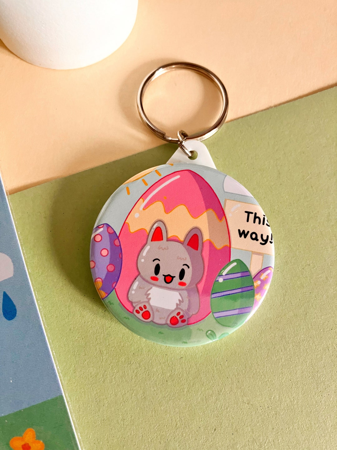 Kawaii Keychain Kawaii Bunny Cute Keyring Bunny Keyring - Etsy