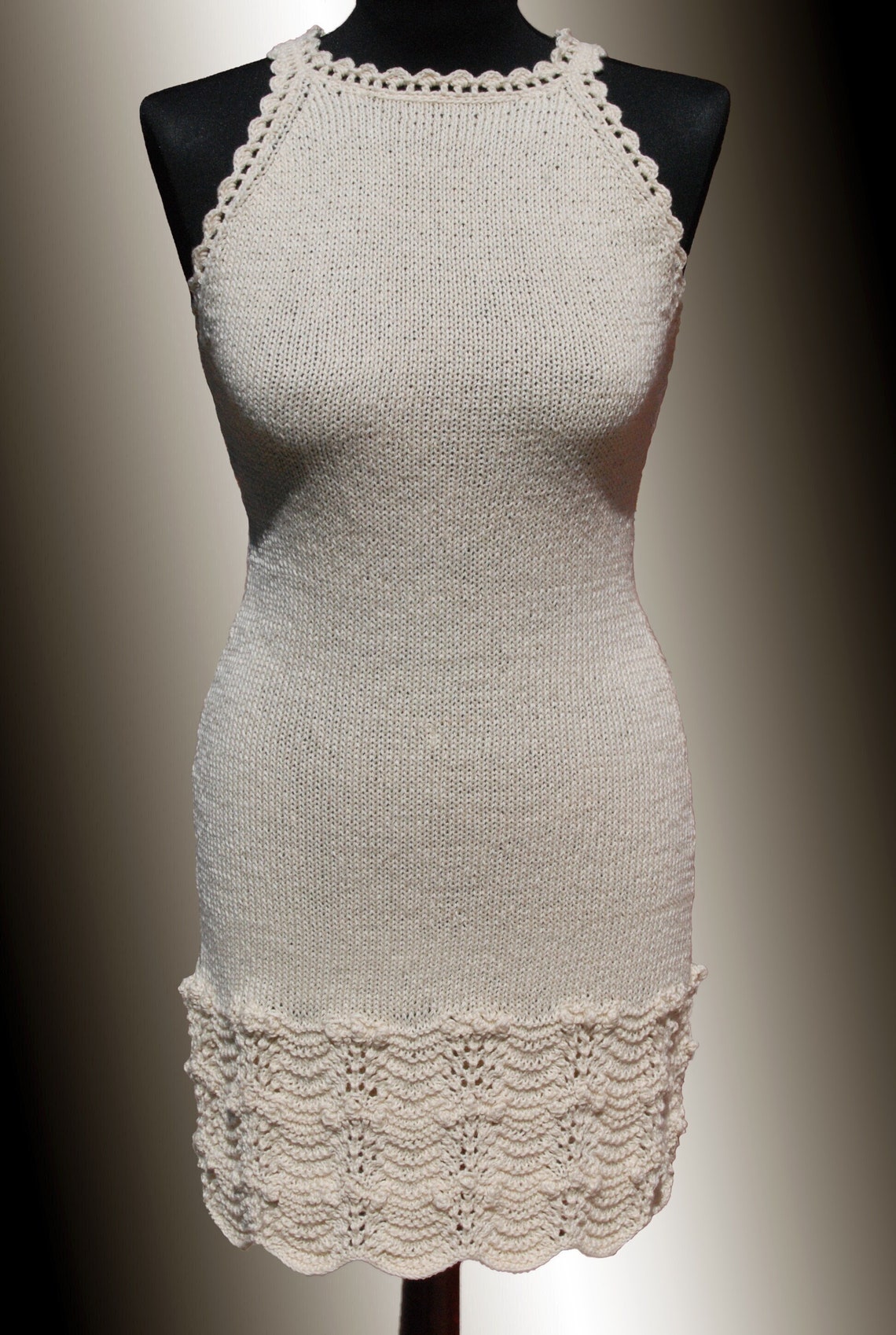 Cute Knitted Summer Dress, Halter Neck Dress - Etsy