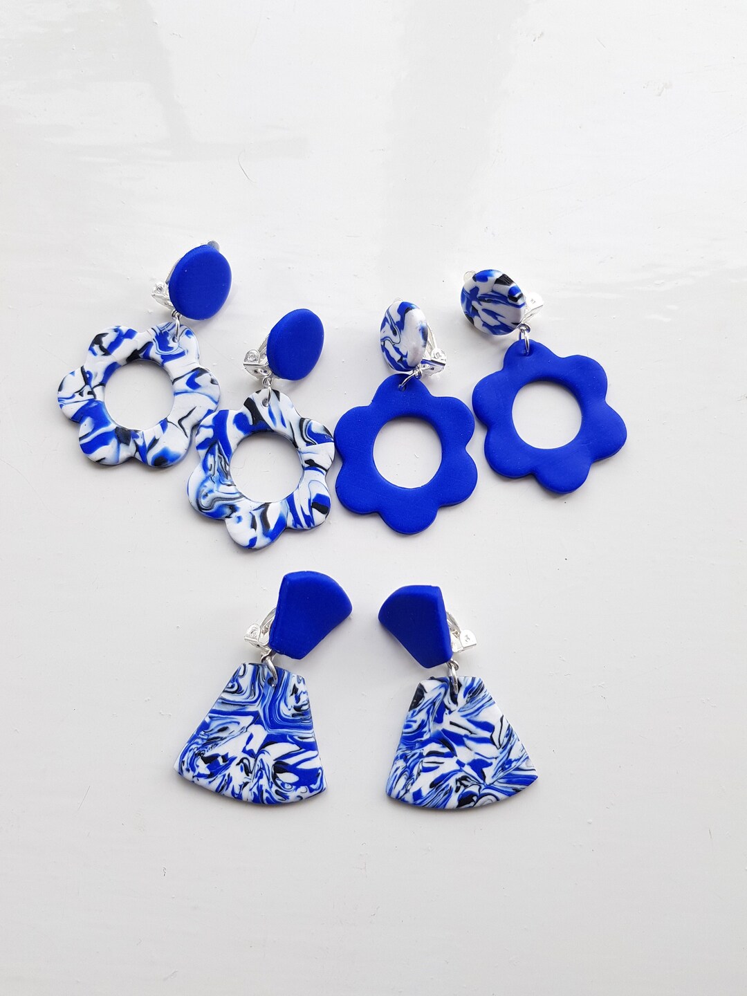 Blue Clip-on Earrings. Cute Blue Earrings, Clip On, Polymer Clay ...