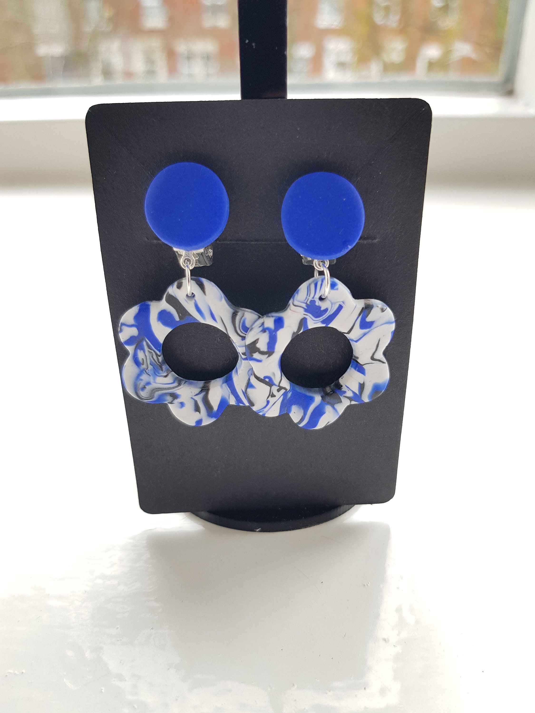 Blue Clip-on Earrings. Cute Blue Earrings, Clip On, Polymer Clay ...