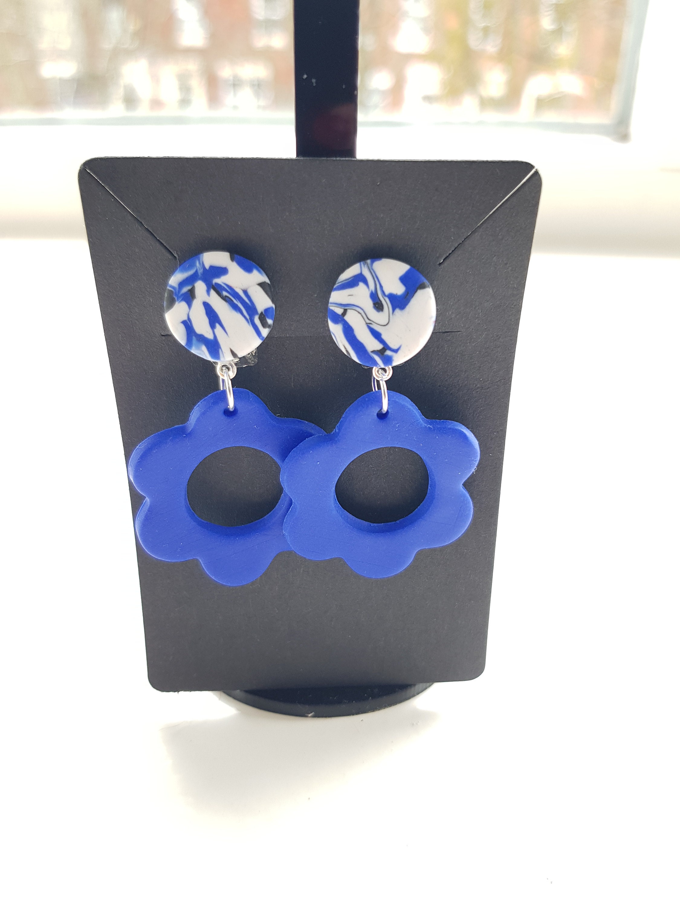 Blue Clip-on Earrings. Cute Blue Earrings, Clip On, Polymer Clay ...