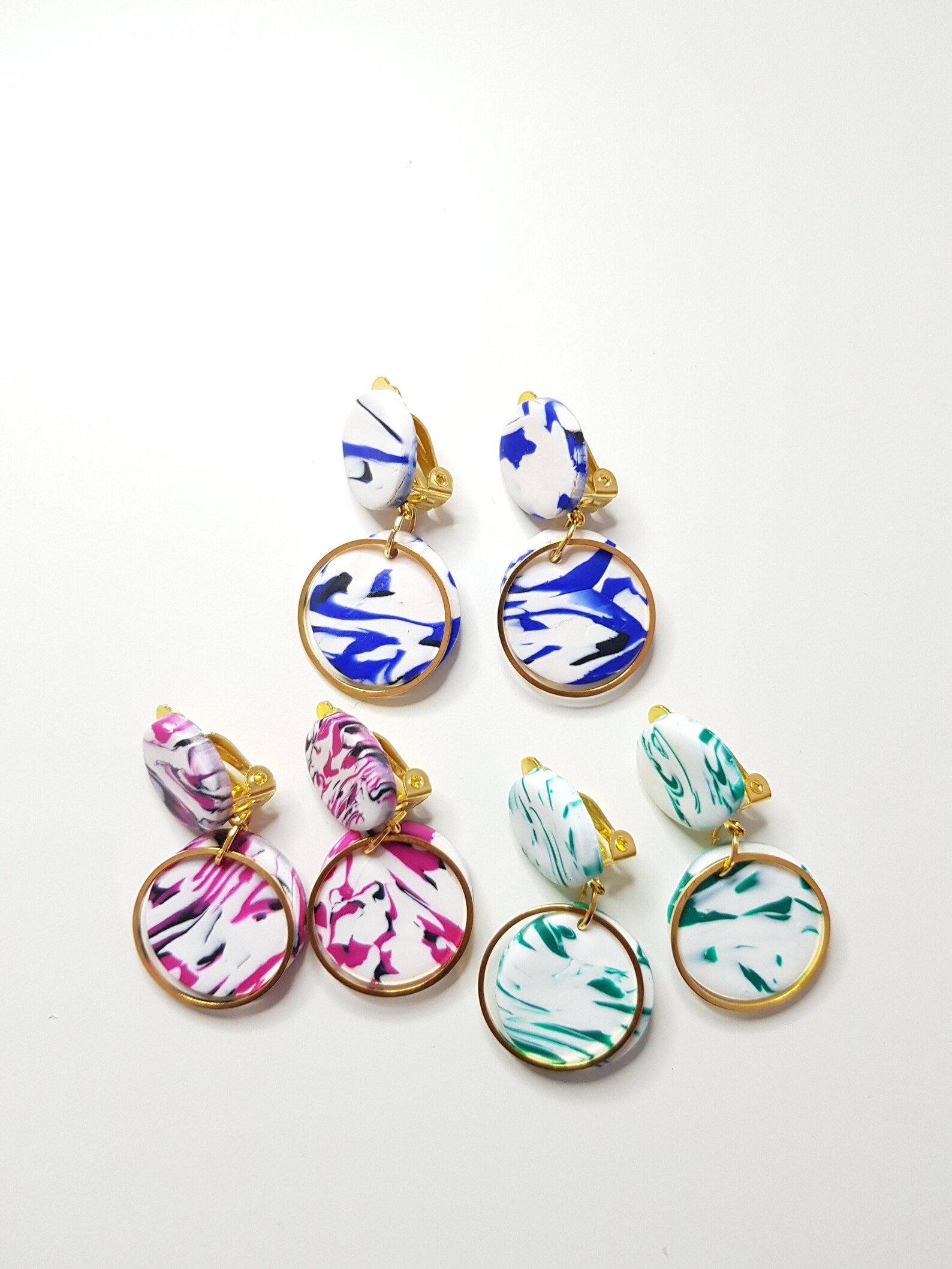 Cute Clip-on Earrings With Gold Detail. Clip on Earrings, Small ...