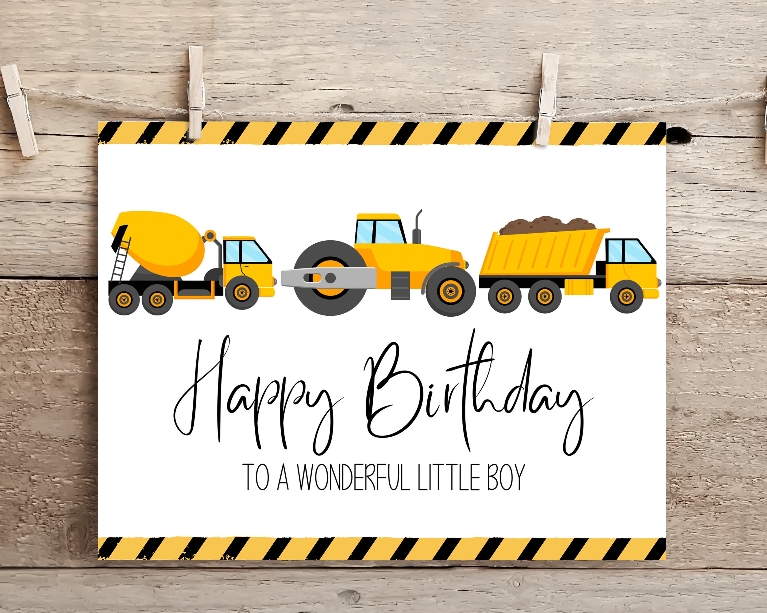 Construction Digger Birthday Card Digger 1st Birthday Diggers - Etsy