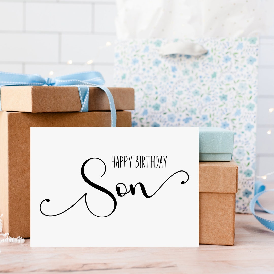 PRINTABLE Son Birthday Card, Son Adult Birthday Card, Simple Birthday ...