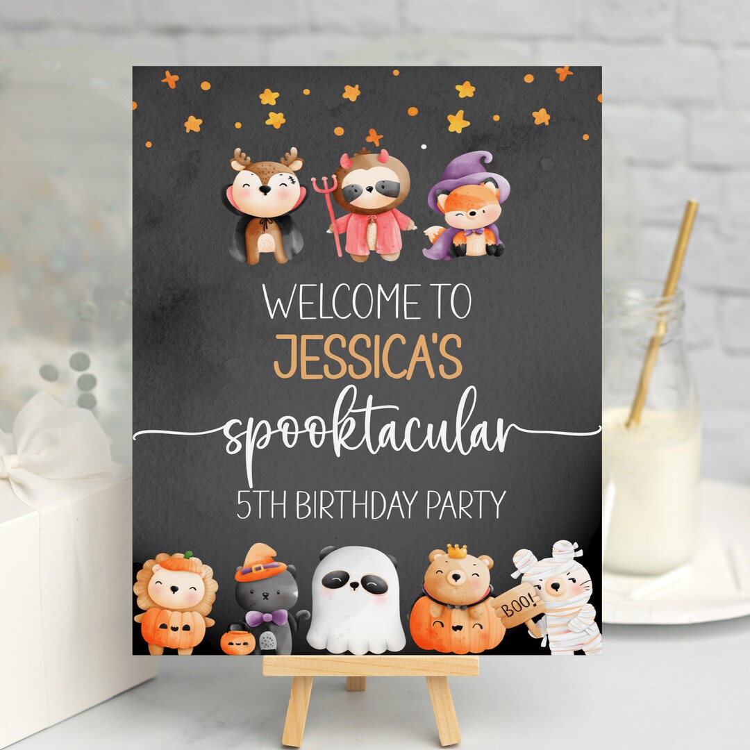 EDITABLE Halloween Birthday Welcome Sign Spooktacular - Etsy