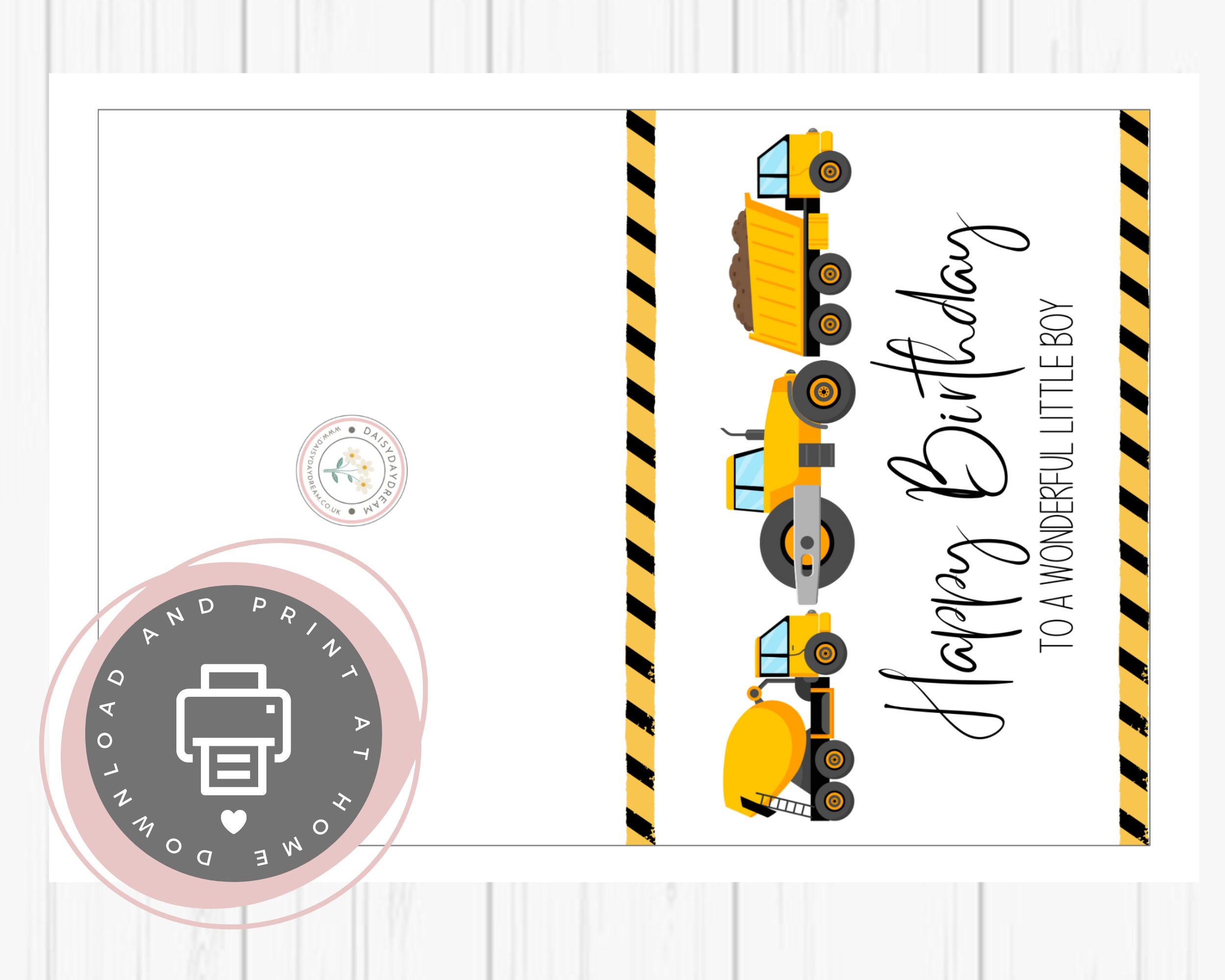 Construction Digger Birthday Card Digger 1st Birthday Diggers - Etsy