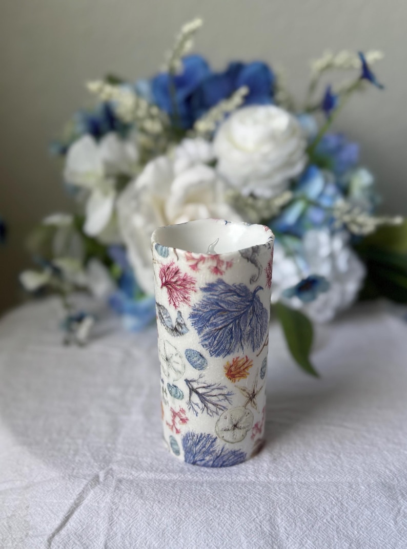 Handmade Decorated LED Candle | Vintage Floral Decoupage | Coastal Home ...