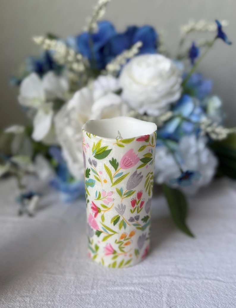 Handmade Decorated LED Candle | Vintage Floral Decoupage | Coastal Home ...