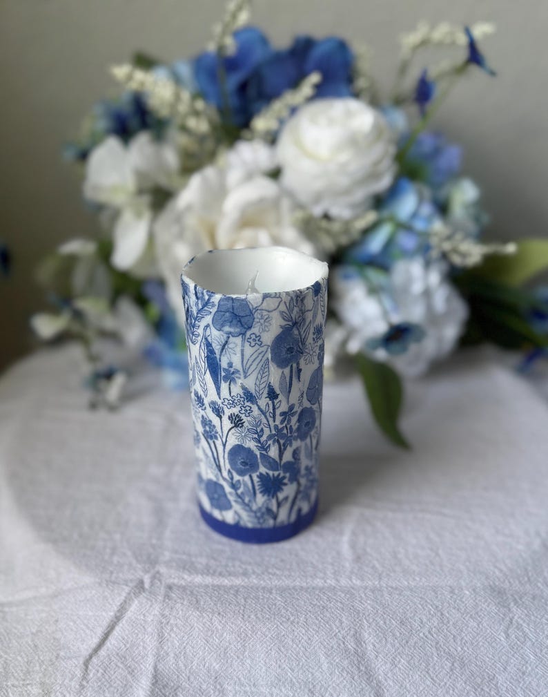 Handmade Decorated LED Candle | Vintage Floral Decoupage | Coastal Home ...