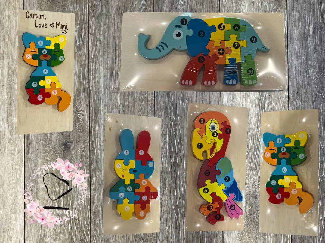 Wooden 3D Puzzle for Kids, Animal Number Block Puzzles for Toddlers ...