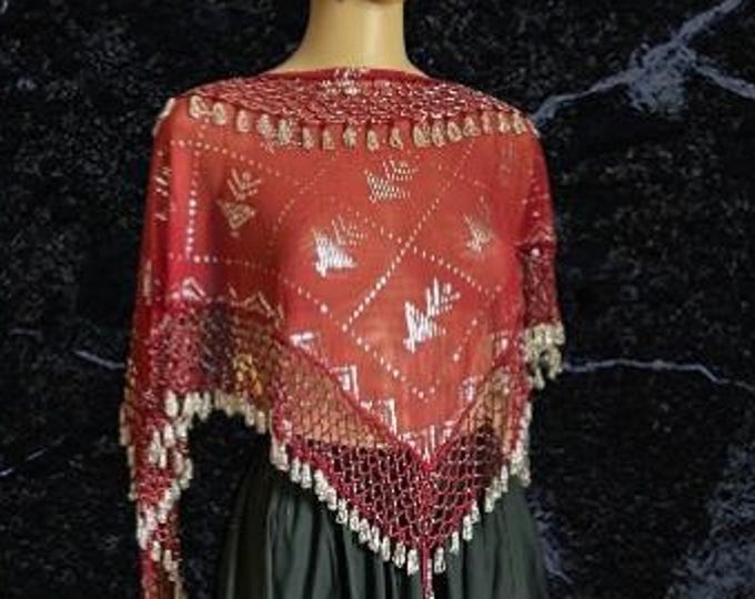 Dark Red (burgundy) Egyptian Assuit Hipscarf Bright Silver Egyptian ...