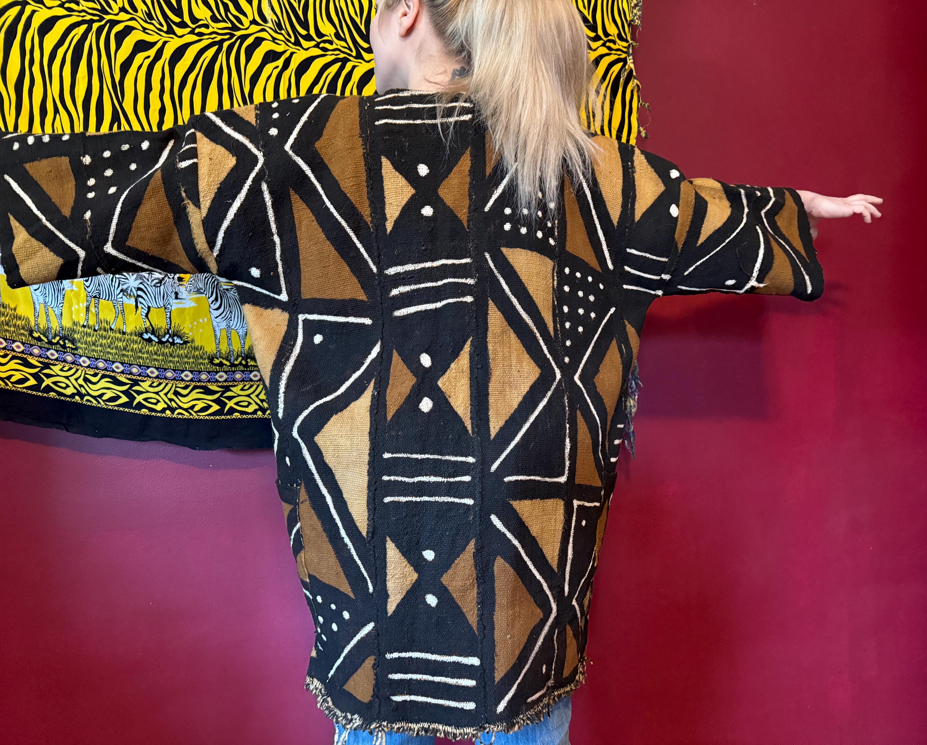 Authentic Vintage Fermented Mud Cloth Graphic Bogolanfini African Cloak ...