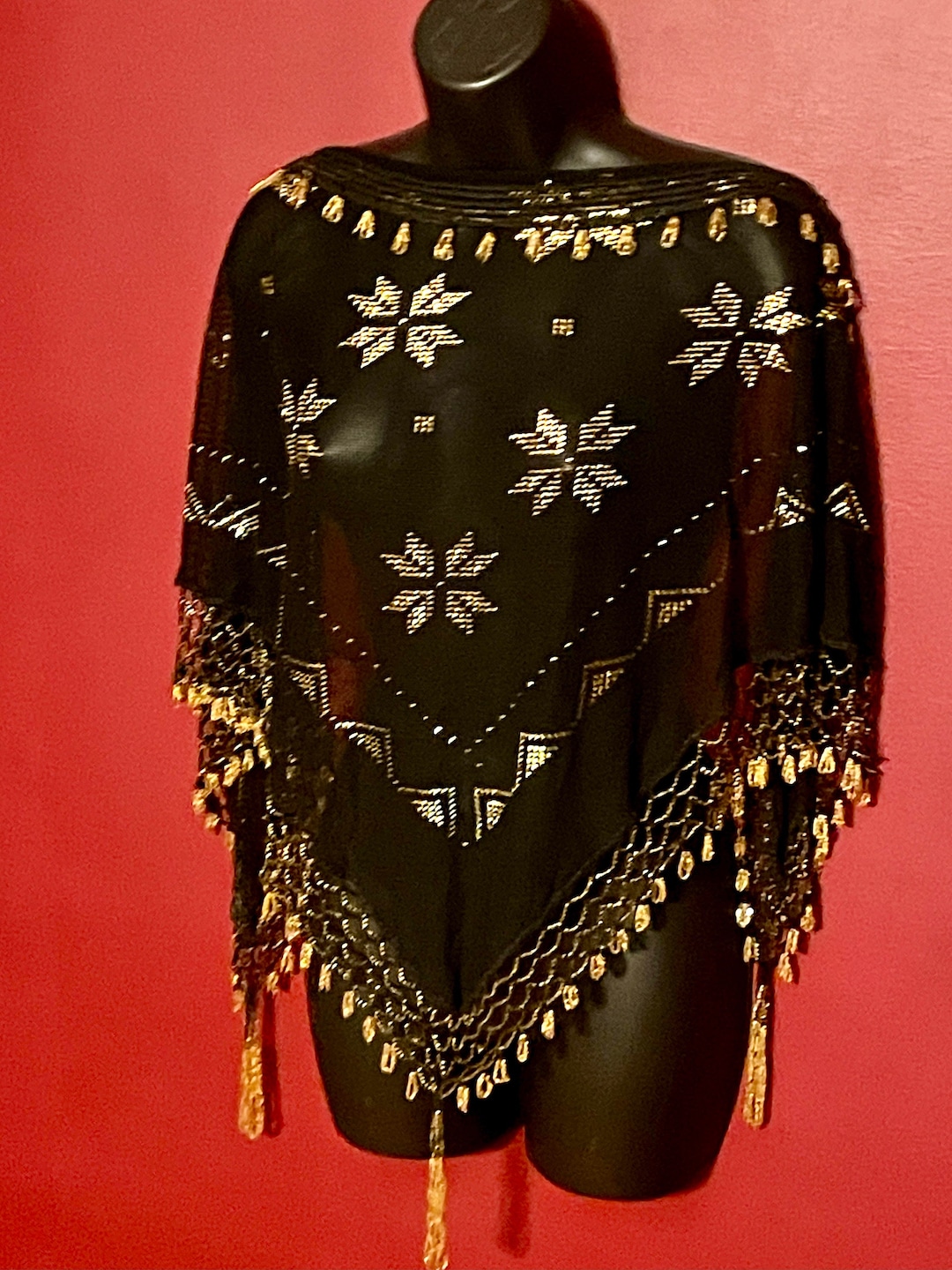 Gold Egyptian Assuit Beaded Hip Scarf Bellydance Hip Scarf - Etsy