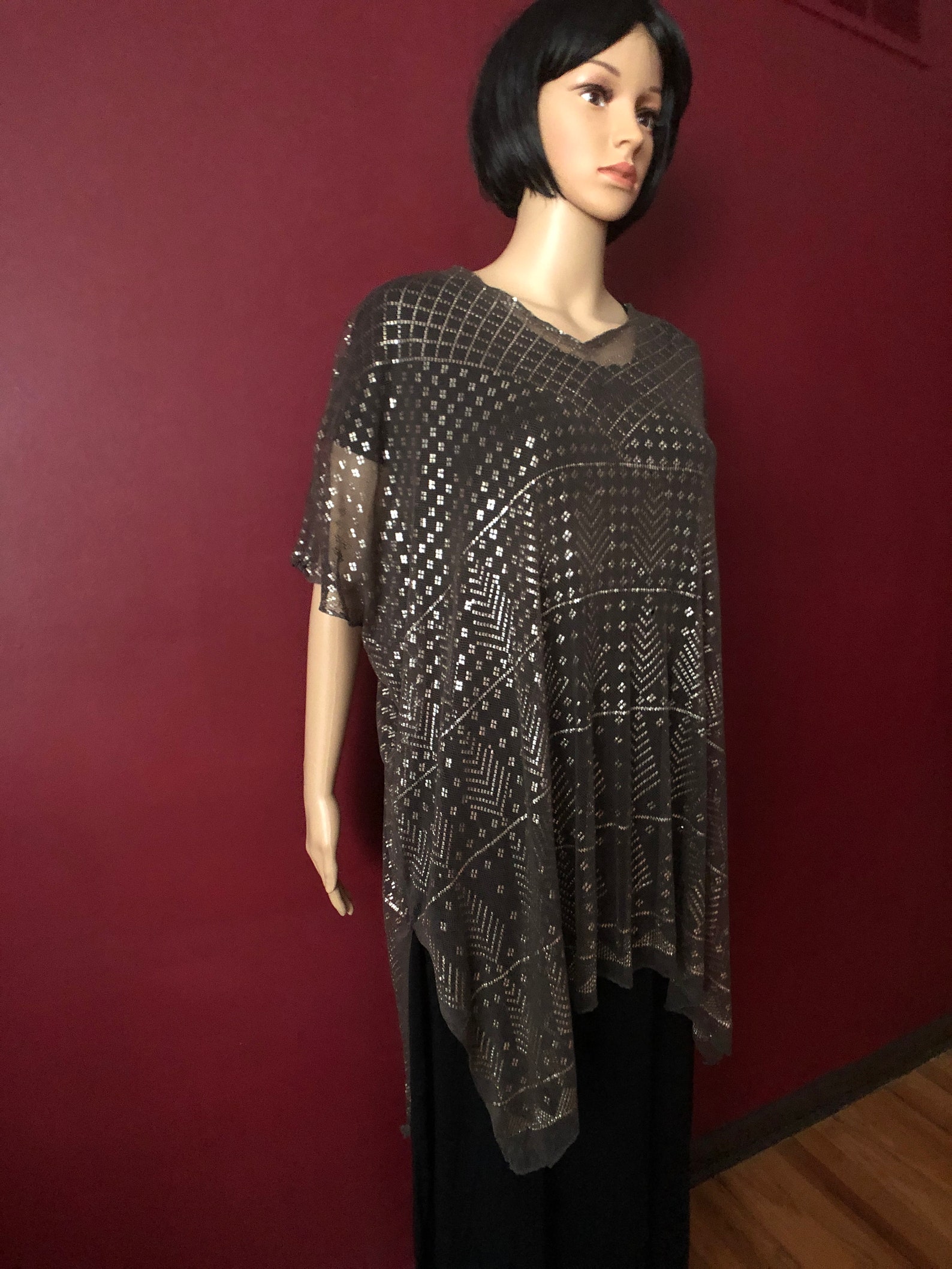 Brown/silver Vintage Egyptian Assuit Tunic 1920's Bellydance/flappr ...