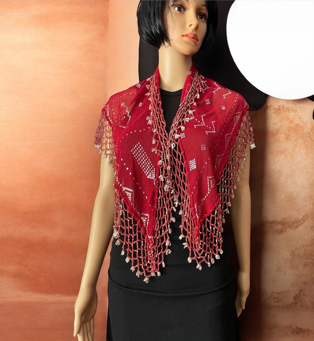 Burgundy Wine With Bright Silver Egyptian Assuit Hipscarf/cover Up ...