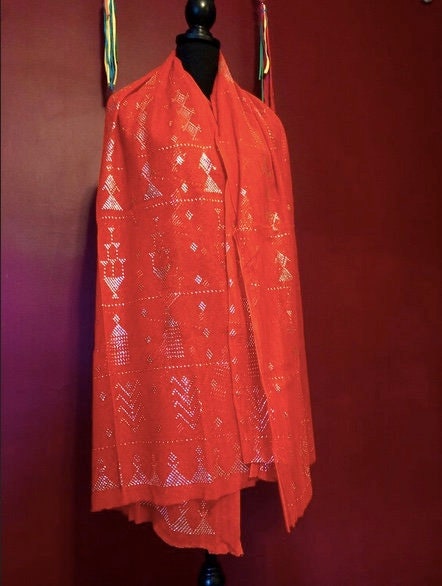 Egyptian Assuit Orange With Bright Silver Shawl Bellydance - Etsy