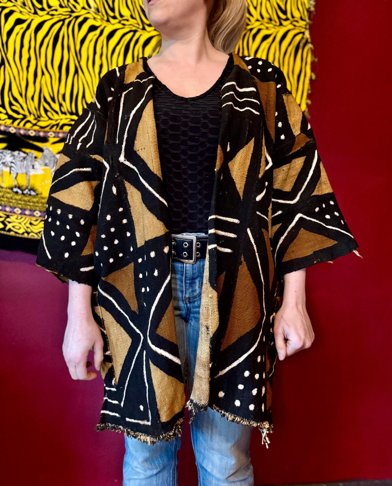 Authentic Vintage Fermented Mud Cloth Graphic Bogolanfini African Cloak ...