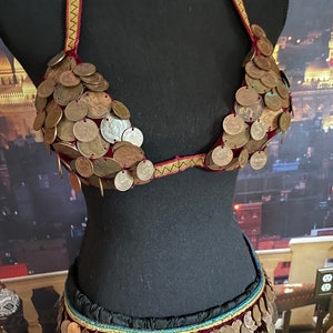 Red Velvet Copper Real VINTAGE Coins Tribal A/B Cup Bra ATS FCBD Style ...