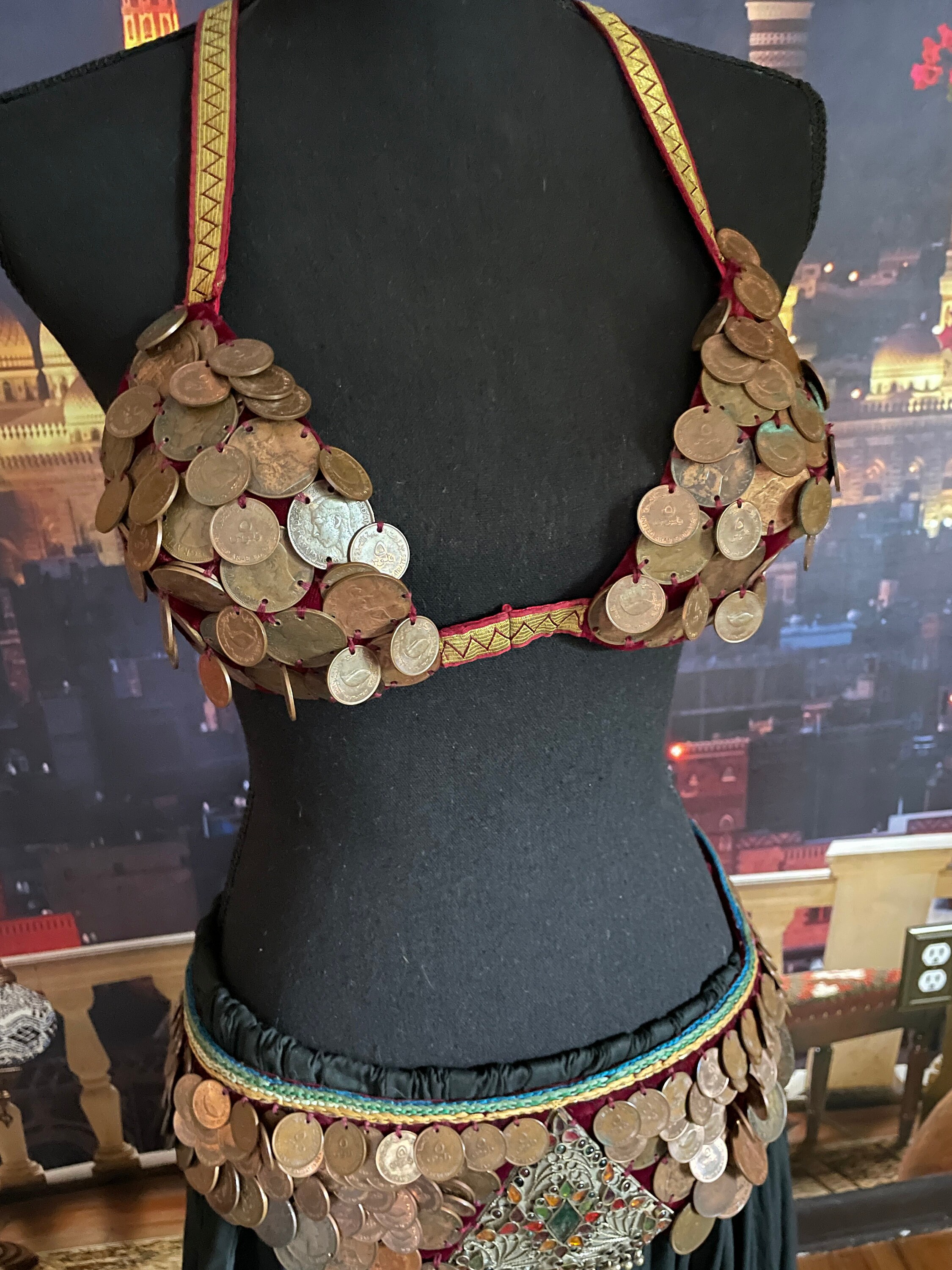 Red Velvet Copper Real VINTAGE Coins Tribal A/B Cup Bra ATS FCBD Style ...