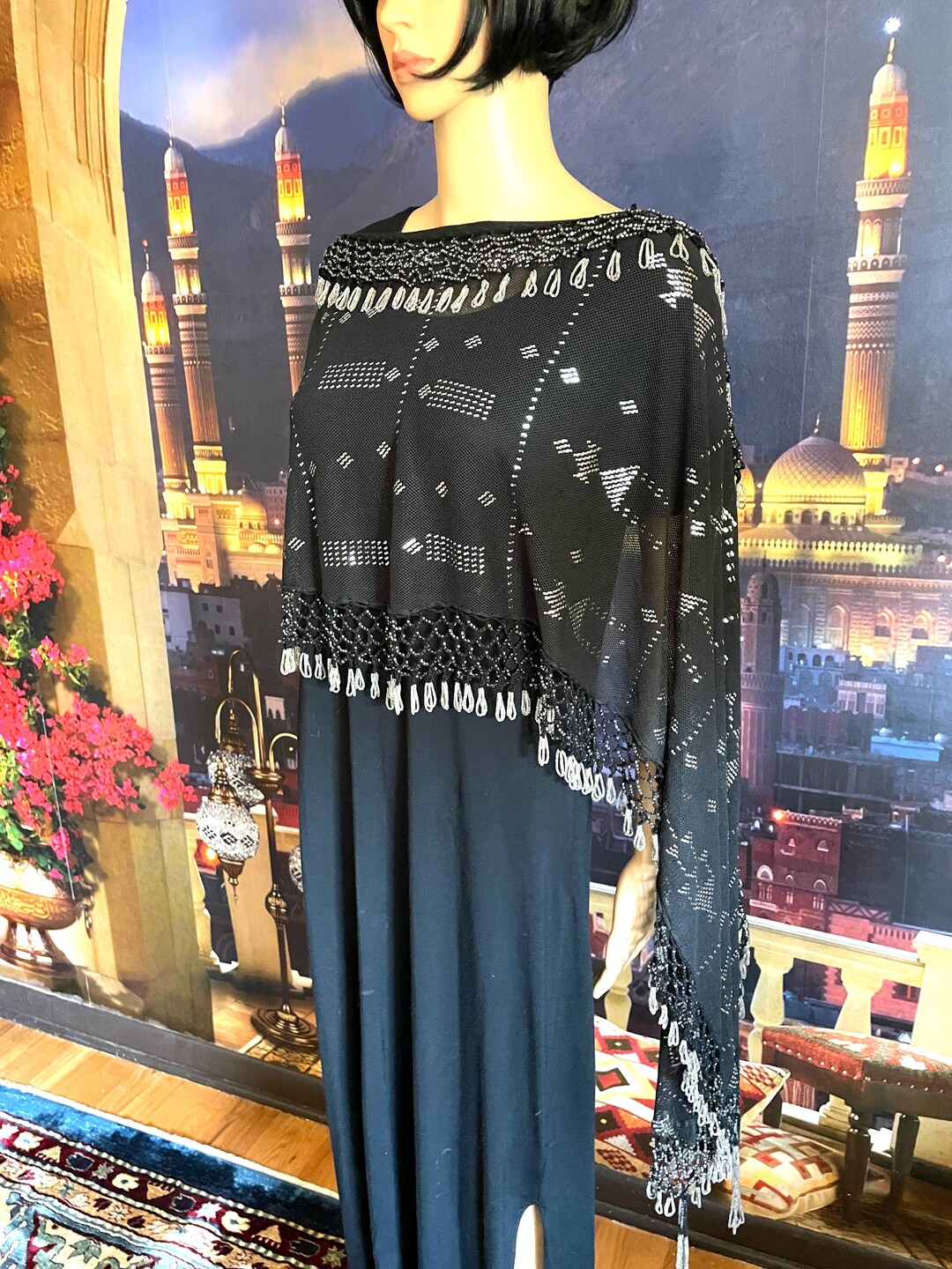 Egyptian ASSUIT Rectangular Hip-scarf Scarf Beaded Scarf Bellydance ...